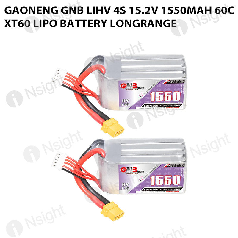 GAONENG GNB LiHV 4S 15.2V 1550mAh 60C XT60 LiPo Battery LongRange – iNsightFPV