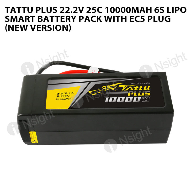 Tattu Plus 22.2V 25C 10000mAh 6S Lipo Smart Battery Pack With EC5 Plug – iNsightFPV