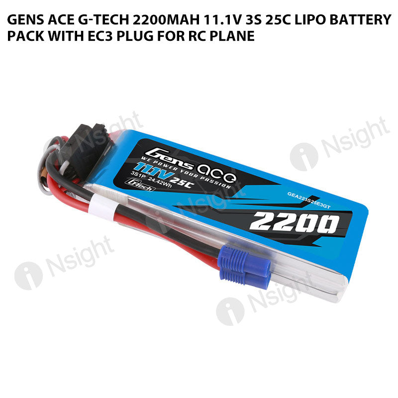 Gens Ace G-Tech 2200mAh 11.1V 3S 25C Lipo Battery Pack With EC3 Plug F – iNsightFPV