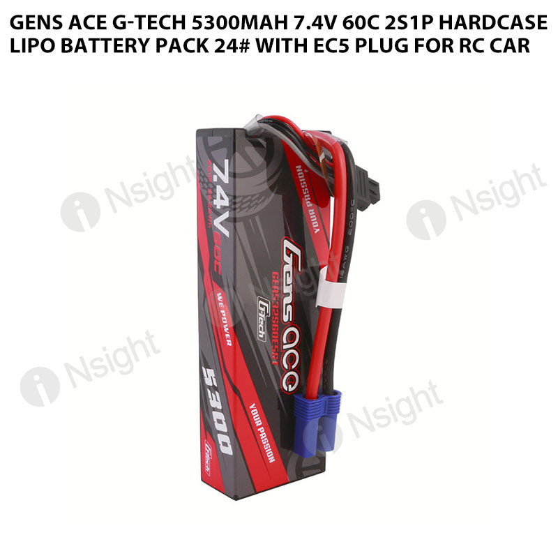 Gens Ace G-Tech 5300mAh 7.4V 60C 2S1P HardCase Lipo Battery Pack 24# W – iNsightFPV