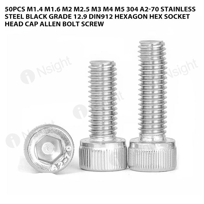 50pcs M3 M4 M5 304 A2-70 Stainless Steel Black grade 12.9 DIN912 Hexag – iNsightFPV