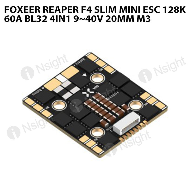 Foxeer Reaper F4 Slim Mini ESC 128K 60A BL32 4in1 9~40V 20mm M3 – iNsightFPV