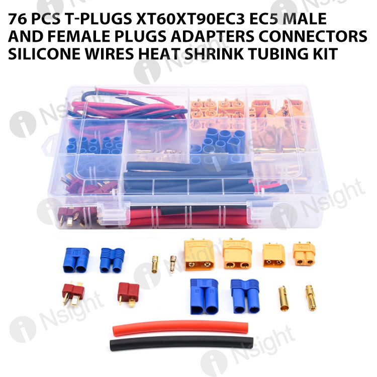 76 pcs T-plugs XT60XT90EC3 EC5 male and female plugs adapters connecto ...