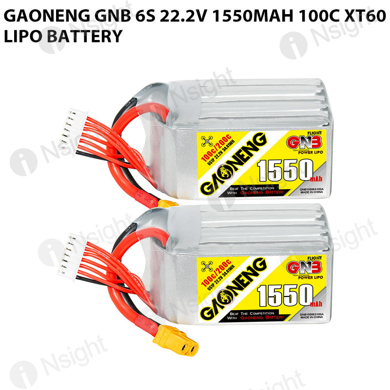 GAONENG GNB 6S 22.2V 1550mAh 100C XT60 LiPo Battery – iNsightFPV