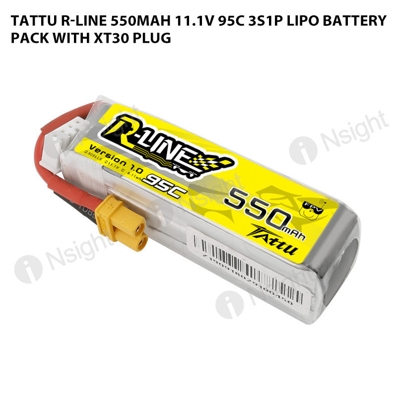 Tattu 550mAh 3S 11.1V 95C R-Line Lipo Battery Pack With XT30 Plug ...