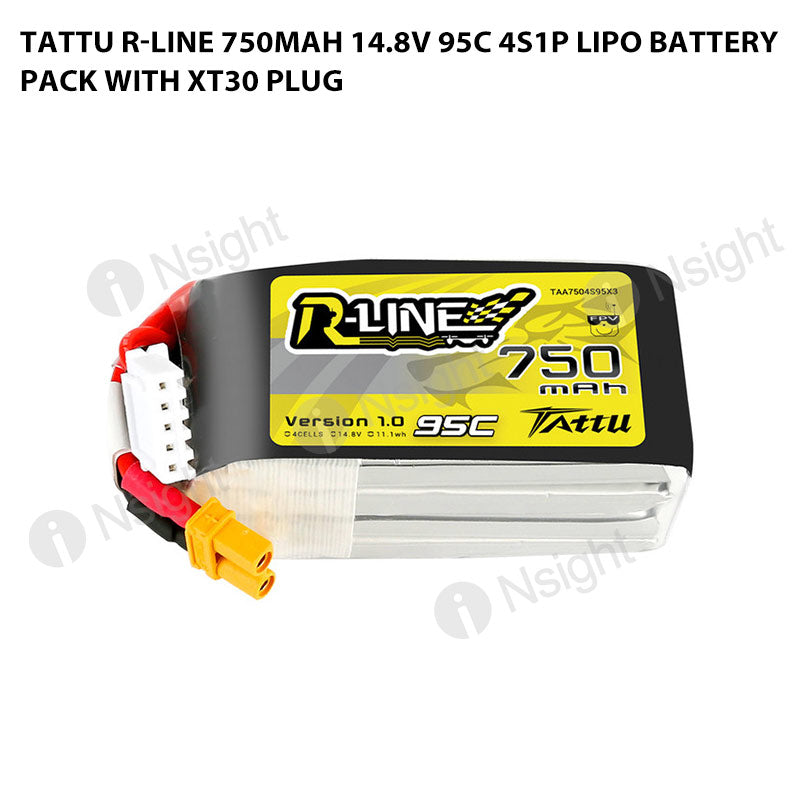 Tattu 750mAh 4S 95C 14.8V R-Line Lipo Battery Pack With XT30 Plug ...