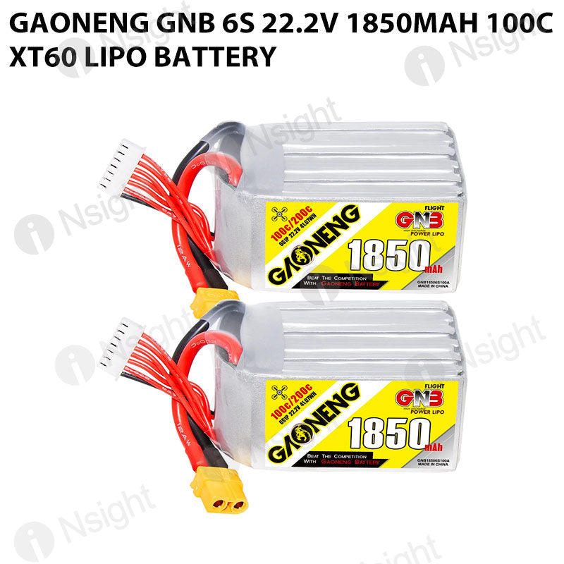 GAONENG GNB 6S 22.2V 1850mAh 100C XT60 LiPo Battery – iNsightFPV
