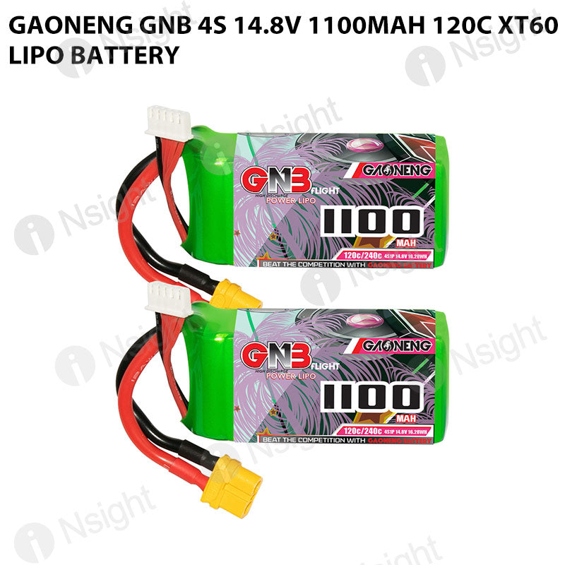 GAONENG GNB 4S 14.8V 1100mAh 120C XT60 LiPo Battery – iNsightFPV