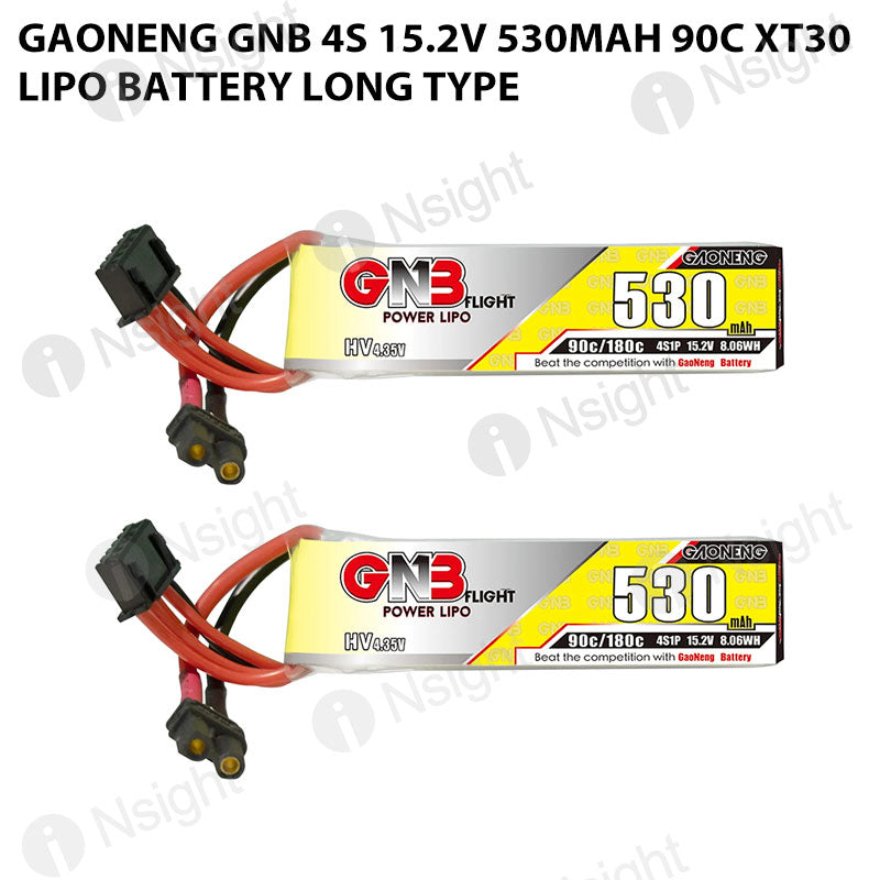 GAONENG GNB 4S 15.2V 530mAh 90C XT30 LiPo Battery Long Type – iNsightFPV