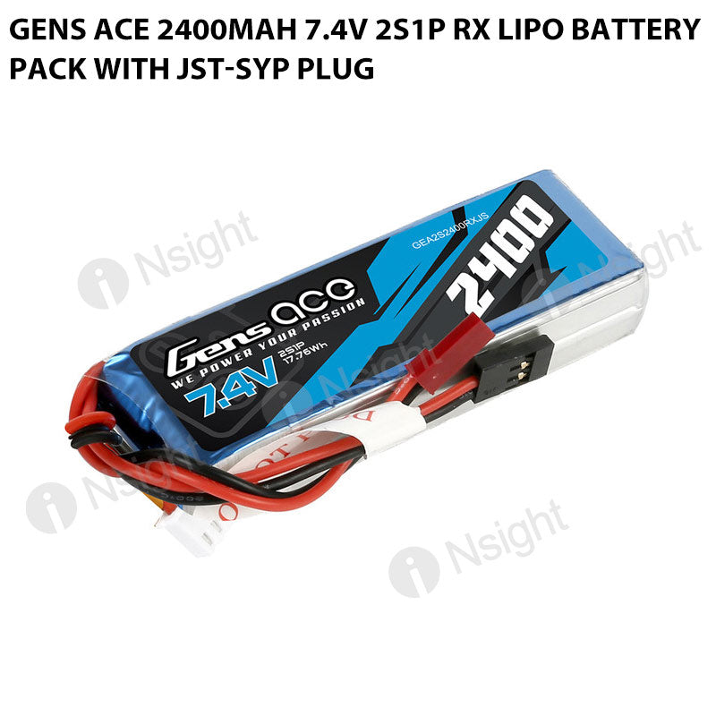 Gens Ace 2400mAh 7.4V 2S1P RX Lipo Battery Pack With JST-SYP Plug ...
