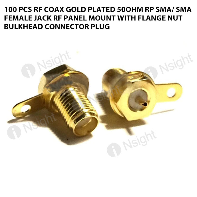 100 Pcs RF Coax Gold Plated 50ohm RP SMA/ SMA Female Jack RF Panel Mou ...