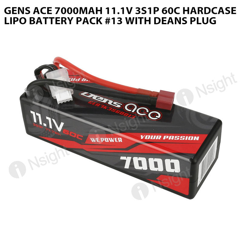 Gens Ace 7000mAh 3S 60C 11.1V HardCase Lipo Battery Pack #13 With Dean ...