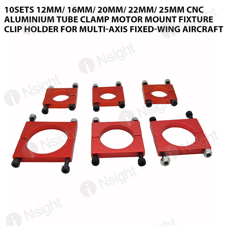10sets 12mm/ 16mm/ 20mm/ 22mm/ 25mm CNC Aluminium Tube Clamp Motor Mou ...