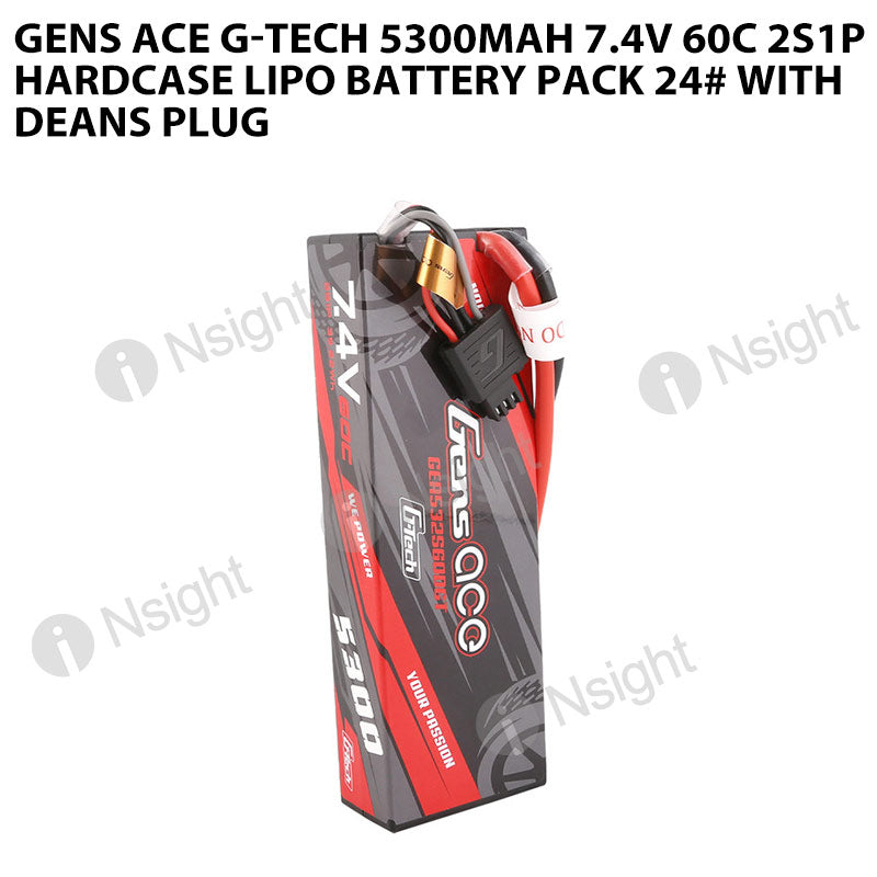 Gens Ace G-Tech 5300mAh 7.4V 60C 2S1P HardCase Lipo Battery Pack 24# W ...