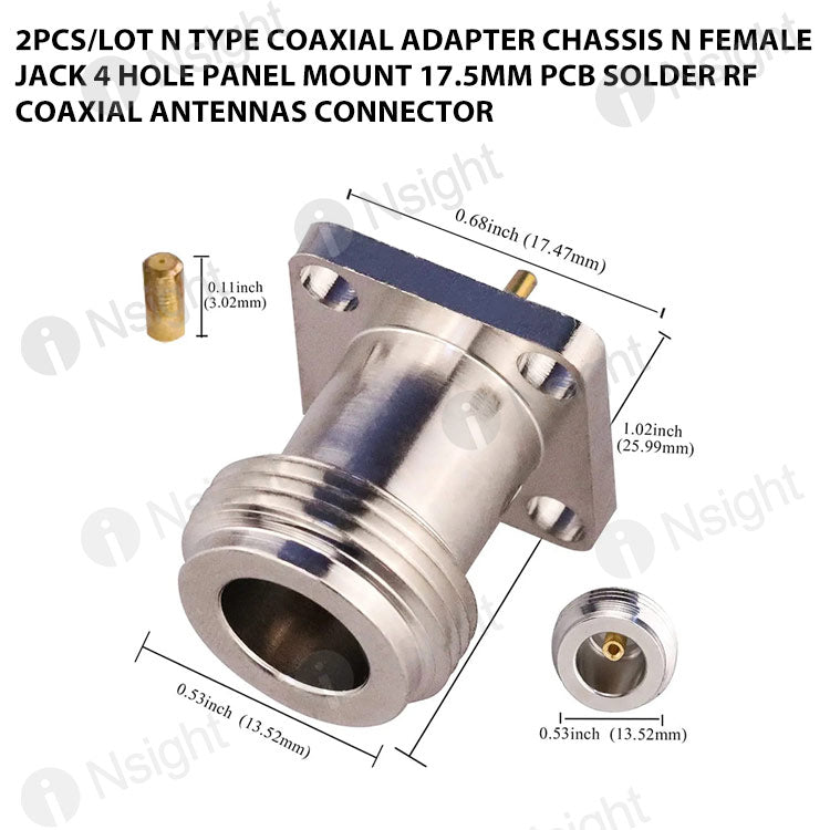 2pcs/Lot N Type Coaxial Adapter Chassis N Female Jack 4 Hole Panel Mou ...