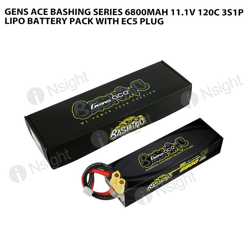 Gens Ace 6800mAh 3S 120C 11.1V Bashing Series Lipo Battery Pack With E ...