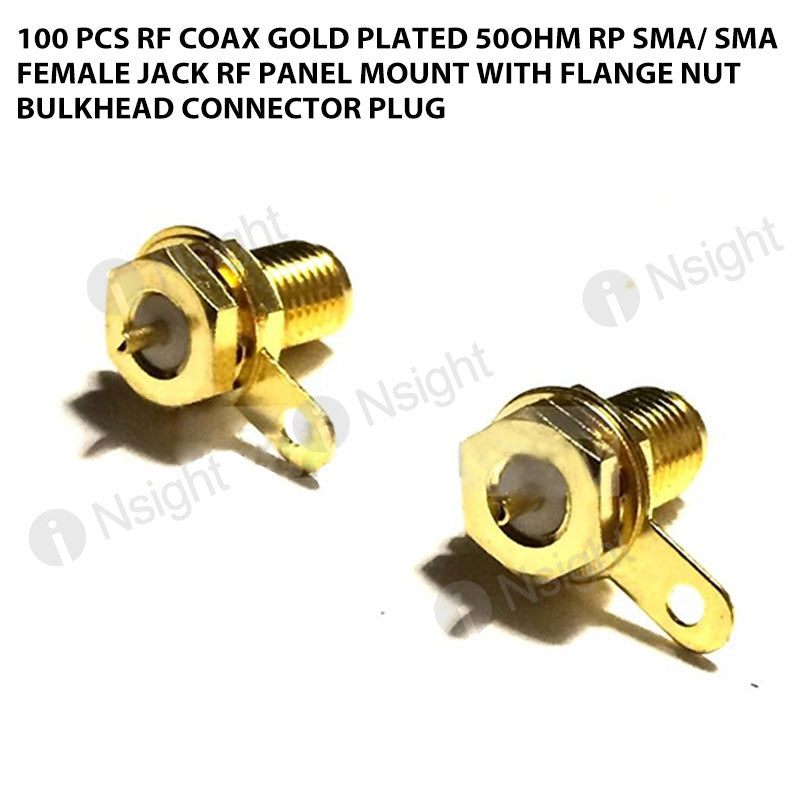 100 Pcs RF Coax Gold Plated 50ohm RP SMA/ SMA Female Jack RF Panel Mou ...
