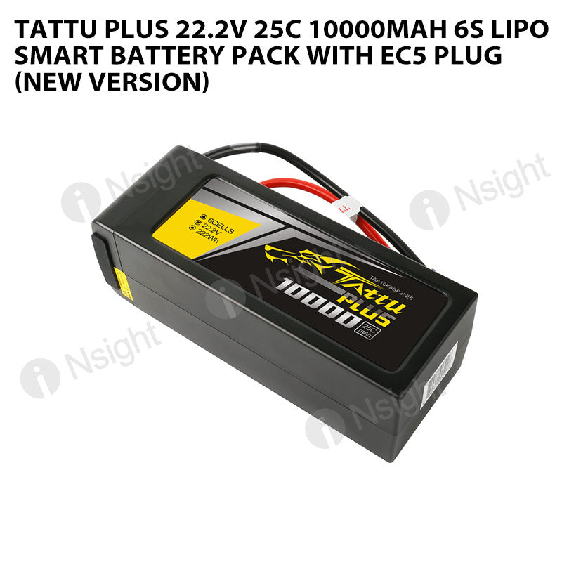 Tattu Plus 22.2V 25C 10000mAh 6S Lipo Smart Battery Pack With EC5 Plug ...
