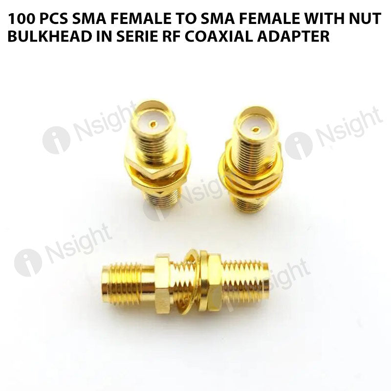 100 pcs SMA female to SMA female with nut bulkhead in serie RF coaxial ...