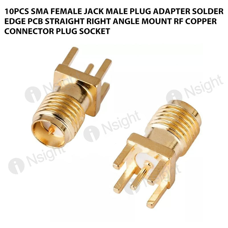 10Pcs SMA Female Jack Male Plug Adapter Solder Edge PCB Straight Right ...