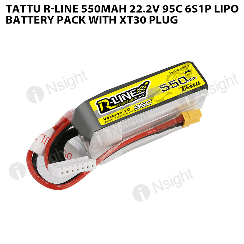 Tattu R-Line 550mAh 22.2V 95C 6S1P Lipo Battery Pack With XT30 Plug ...