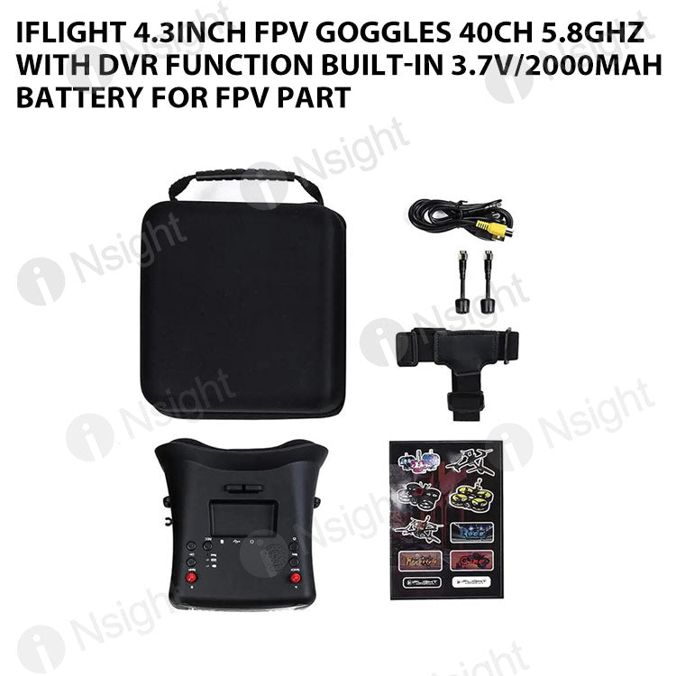 iFlight 4.3inch FPV Goggles 40CH 5.8GHz with DVR Function Built-in 3.7 ...